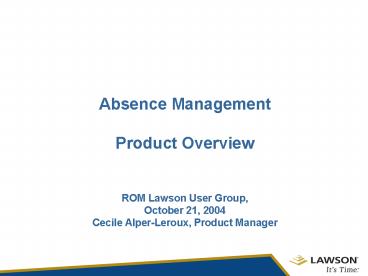 Absence Management presentation | free to download