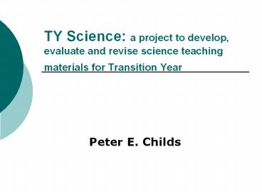 TY Science: a project to develop, evaluate and revise presentation ...