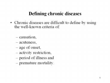 Defining chronic diseases presentation | free to view
