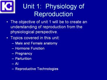 PPT – Unit 1: Physiology of Reproduction PowerPoint presentation | free ...