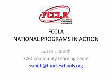 FCCLA NATIONAL PROGRAMS IN ACTION presentation | free to view