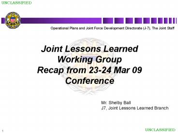 PPT – Joint Lessons Learned Working Group Recap from 23-24 Mar 09 ...