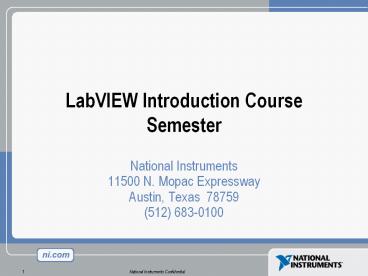 LabVIEW Introduction Course Semester presentation | free to download