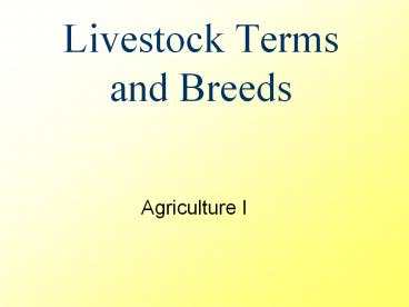 Livestock Terms and Breeds presentation | free to view