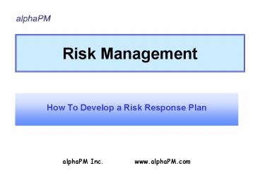 PPT – Risk Management PowerPoint presentation | free to download - id ...