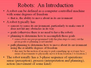 PPT – Robots: An Introduction PowerPoint presentation | free to ...