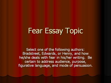 Fear Essay Topic presentation | free to view