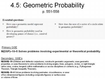 PPT – 4.5: Geometric Probability PowerPoint presentation | free to ...