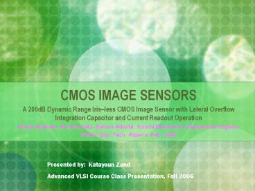 CMOS IMAGE SENSORS presentation | free to view