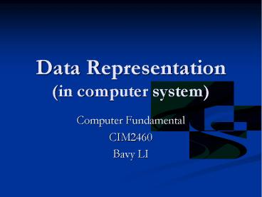 Data Representation (in computer system) presentation | free to download