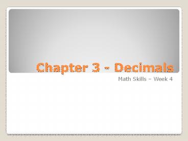 PPT – Chapter 3 - Decimals PowerPoint presentation | free to view - id ...