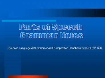 PPT – Parts of Speech PowerPoint presentation | free to view - id ...