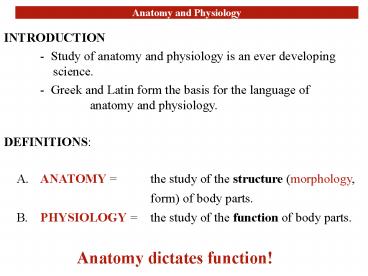 PPT – Anatomy and Physiology PowerPoint presentation | free to view ...