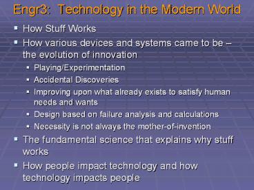 Engr3: Technology in the Modern World presentation | free to download