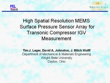 PPT – High Spatial Resolution MEMS Surface Pressure Sensor Array for ...