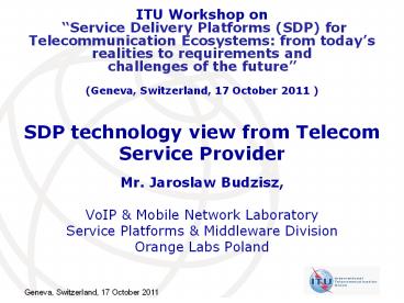 PPT – SDP technology view from Telecom Service Provider PowerPoint ...