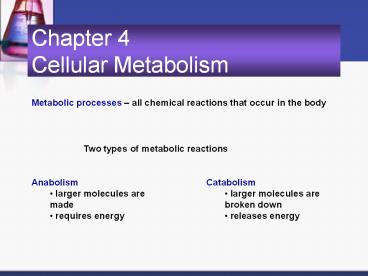 Chapter 4 Cellular Metabolism presentation | free to download