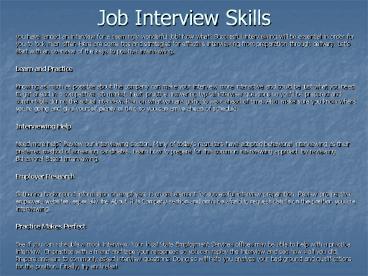 PPT – Job Interview Skills PowerPoint presentation | free to download ...