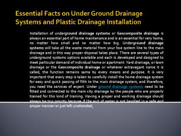 PPT – Essential Facts on Under Ground Drainage Systems and Plastic ...