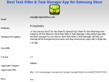 PPT – Best Task Killer & Task Manager App for Samsung Store PowerPoint ...