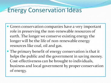 Energy conservation techniques presentation | free to download