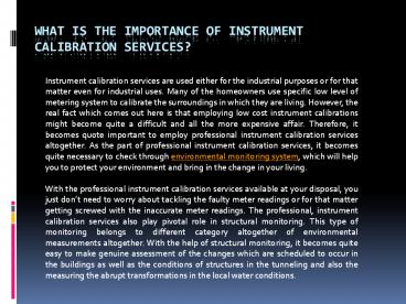 PPT – What is the Importance of Instrument Calibration Services ...