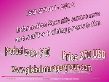 ISO 27001 2005 ISMS Awareness and Auditor Training Presentation Kit ...