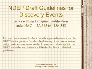 PPT – NDEP Draft Guidelines for Discovery Events PowerPoint ...