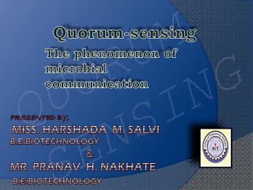 quorum sensing presentation | free to download