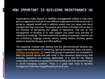How important is building maintenance UK presentation | free to download