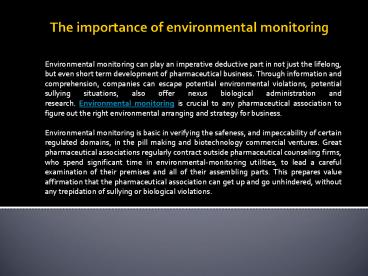 The importance of environmental monitoring presentation | free to download