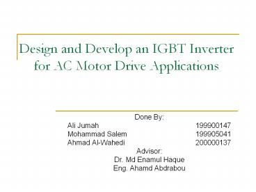 Design and Develop an IGBT Inverter for AC Motor Drive Applications ...
