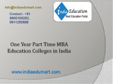PPT – One Year Part Time MBA Education Colleges in India PowerPoint ...