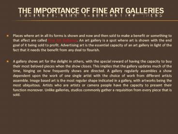 The Importance of Fine Art Galleries presentation | free to download
