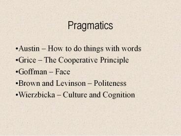 Pragmatics presentation | free to download