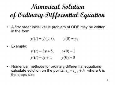 Numerical Solution of Ordinary Differential Equation presentation ...