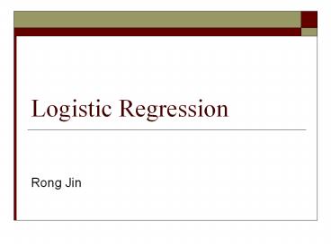 Logistic Regression presentation | free to download