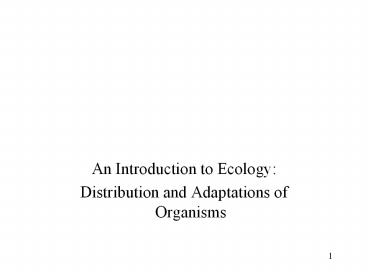 An Introduction to Ecology presentation | free to download