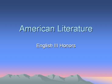 American Literature English III Honors Edgar Allen Poe presentation ...