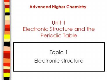 Advanced Higher Chemistry presentation | free to view