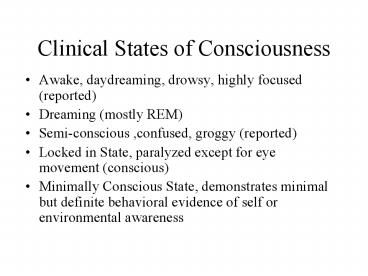 PPT – Clinical States of Consciousness PowerPoint presentation | free ...