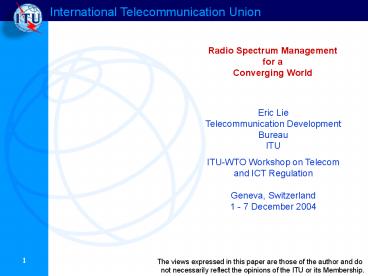 Radio Spectrum Management for a Converging World presentation | free to ...