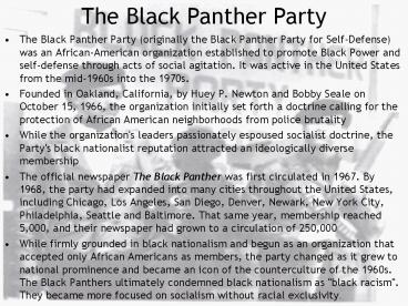 The Black Panther Party presentation | free to view
