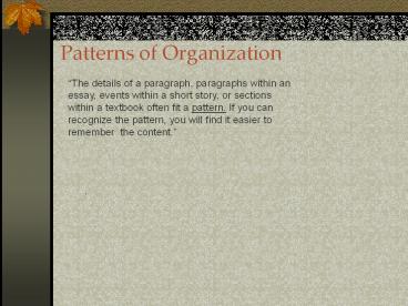 Patterns of Organization presentation | free to view