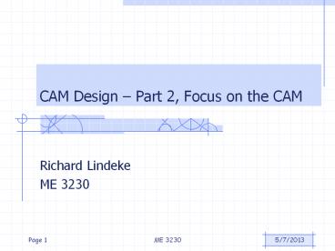 CAM Design – Part 2, Focus on the CAM presentation | free to view