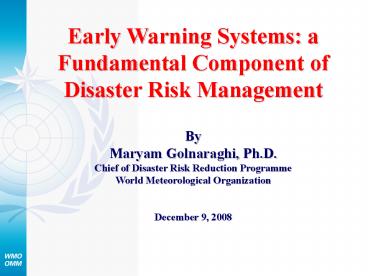 Early Warning Systems: a Fundamental Component of Disaster Risk ...