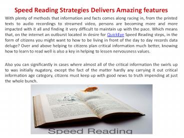 Speed Reading Strategies Delivers Amazing features presentation | free ...