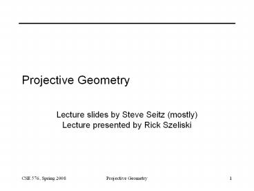 PPT – Lecture slides by Steve Seitz (mostly) Lecture presented by Rick ...