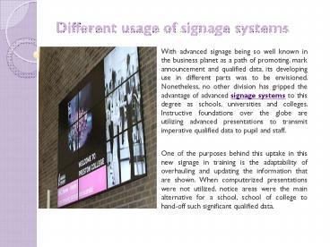 PPT – Different usage of signage systems PowerPoint presentation | free ...