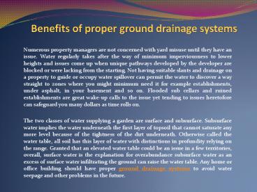 PPT – Benefits of proper ground drainage systems PowerPoint ...